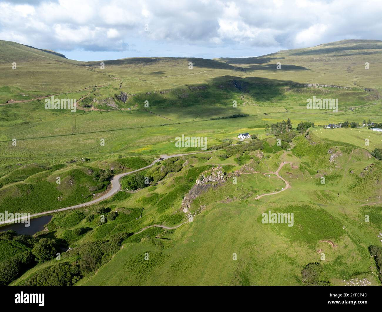 Aerial view of the rocks of Faerie Castle (Castle Ewen) at the Fairy ...