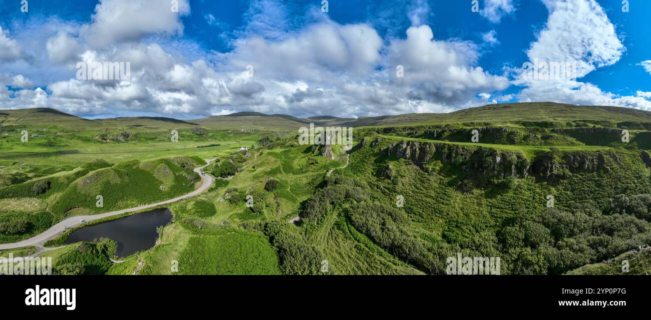 Aerial view of the rocks of Faerie Castle (Castle Ewen) at the Fairy ...