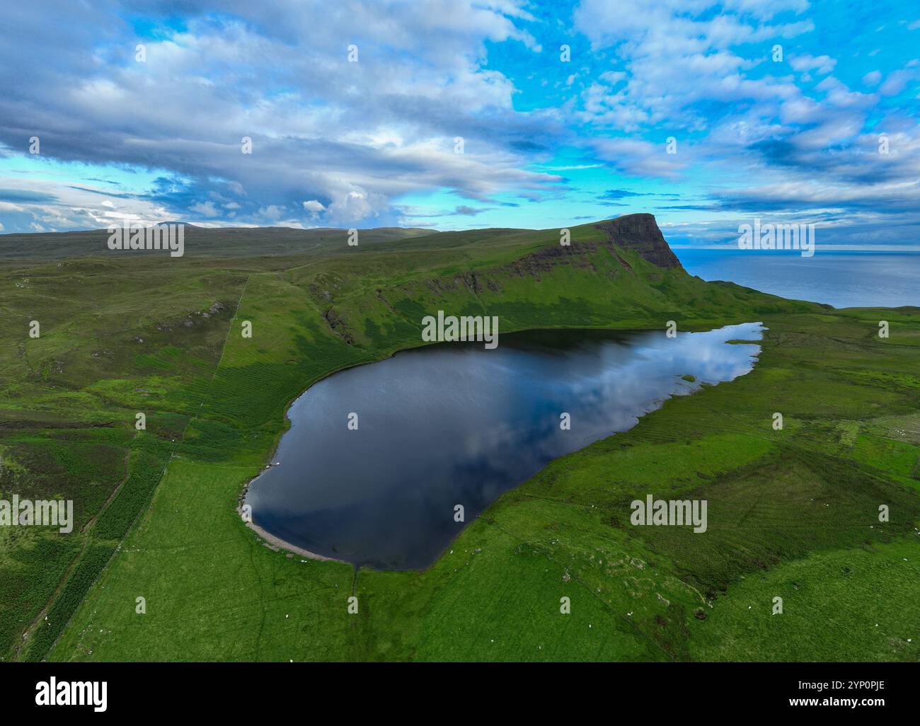 Aerial view of Loch Mor in the Isle of Skye, Scotland, UK Stock Photo ...