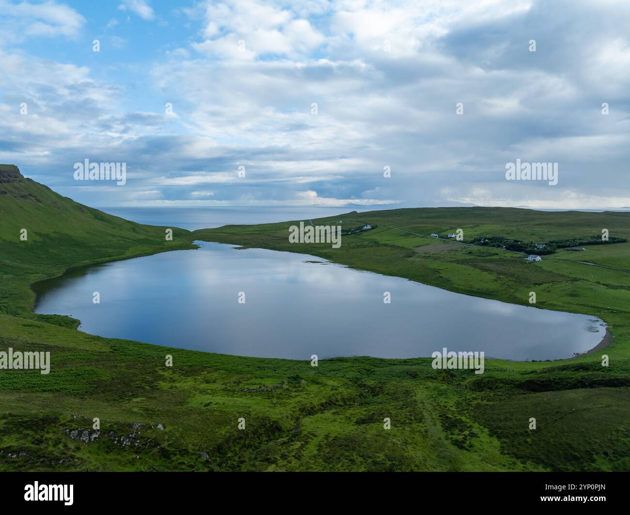 Aerial view of Loch Mor in the Isle of Skye, Scotland, UK Stock Photo ...