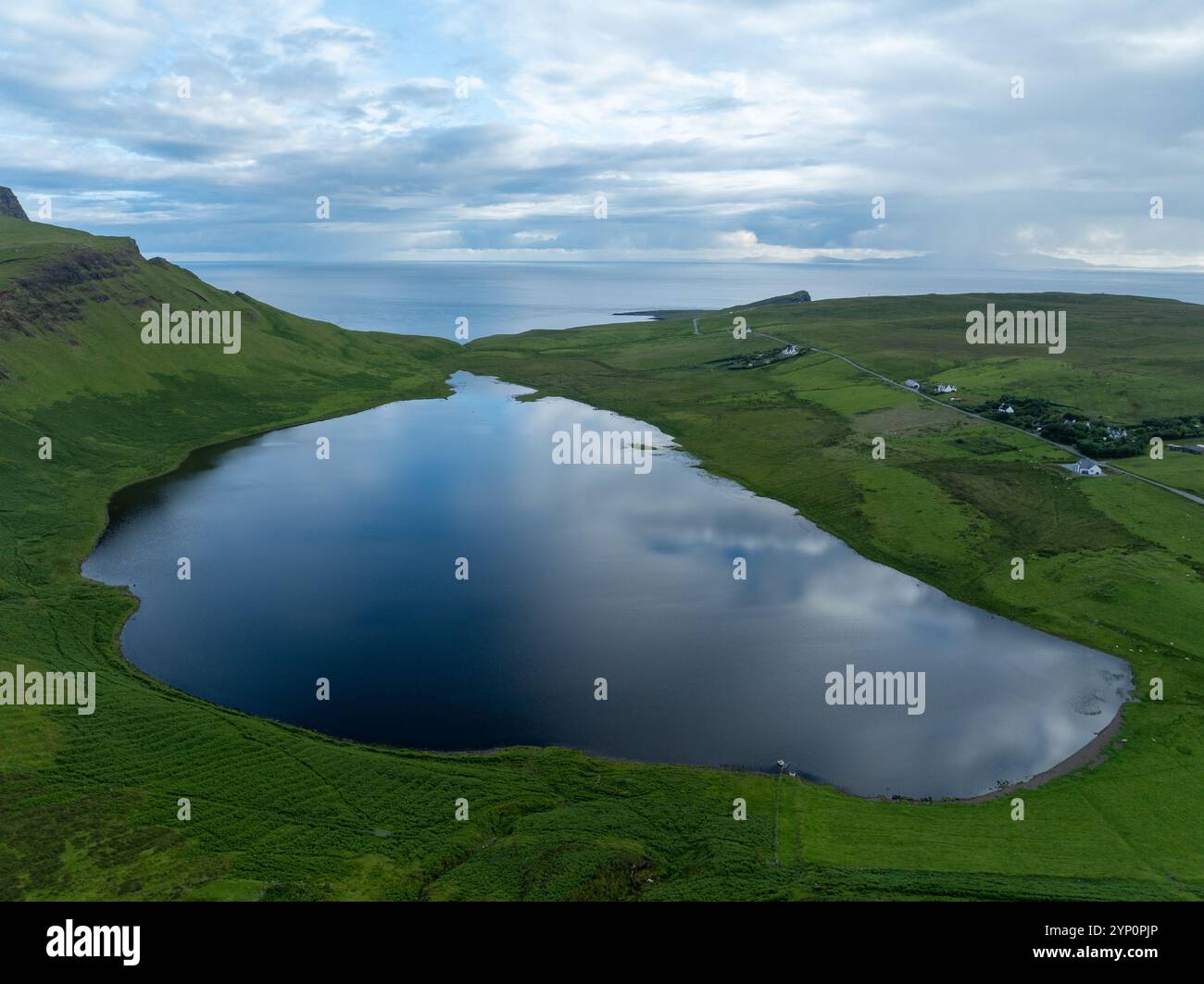 Aerial view of Loch Mor in the Isle of Skye, Scotland, UK Stock Photo ...