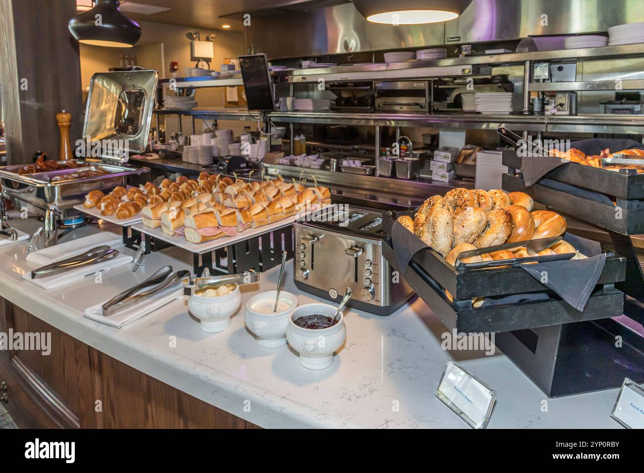 Bagels in hotel breakfast buffet, New York NY USA Stock Photo - Alamy