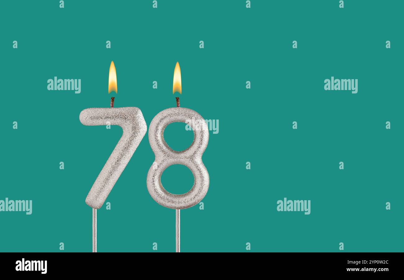 Birthday card on a green background - Candle in the shape of the number ...