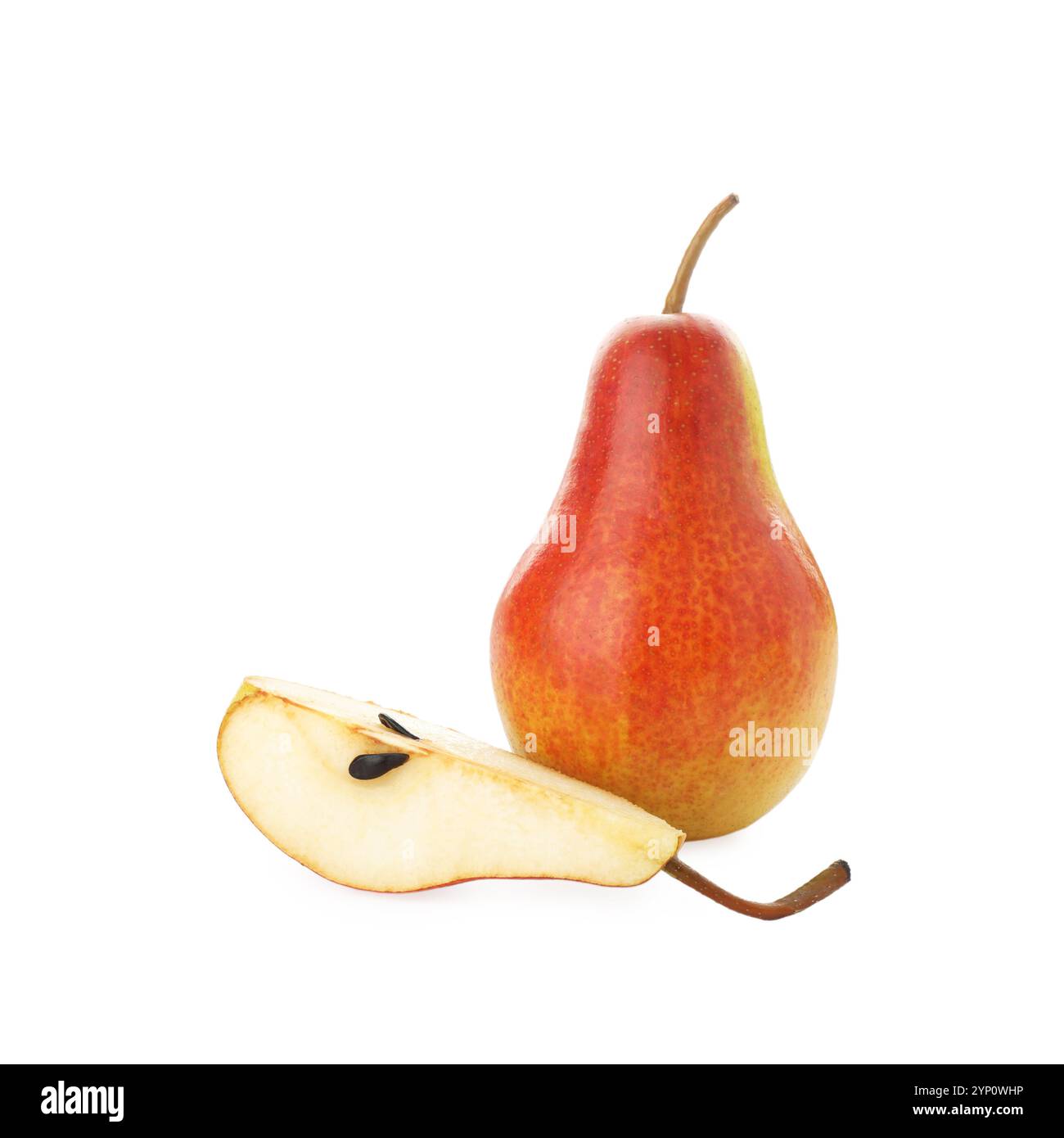Whole and cut ripe pears isolated on white Stock Photo - Alamy