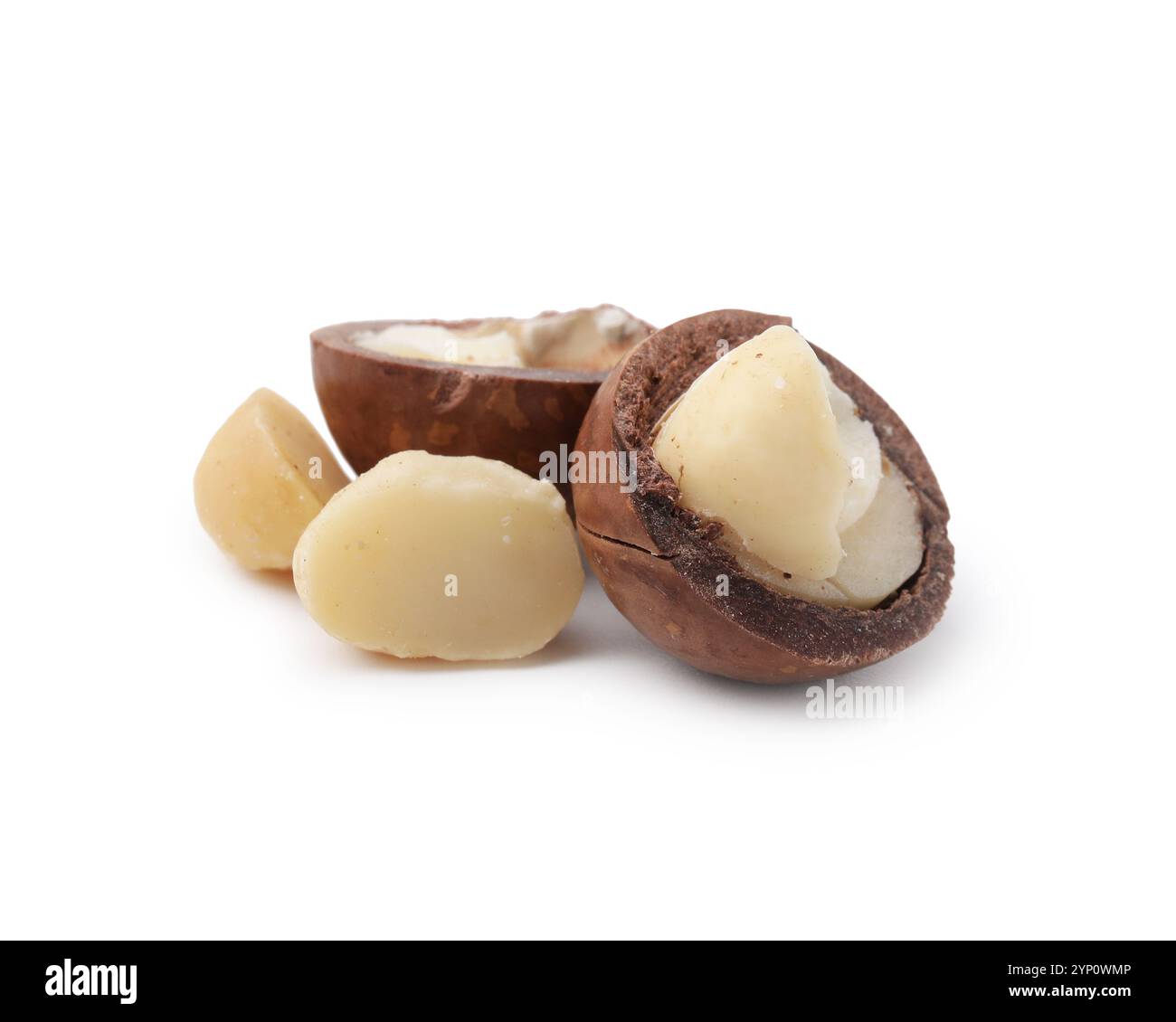 Macadamia nuts with shells isolated on white Stock Photo - Alamy