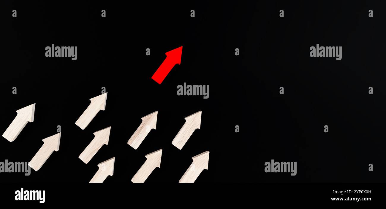Business growth concept of Red Arrows pointing upward,uniqueness ...