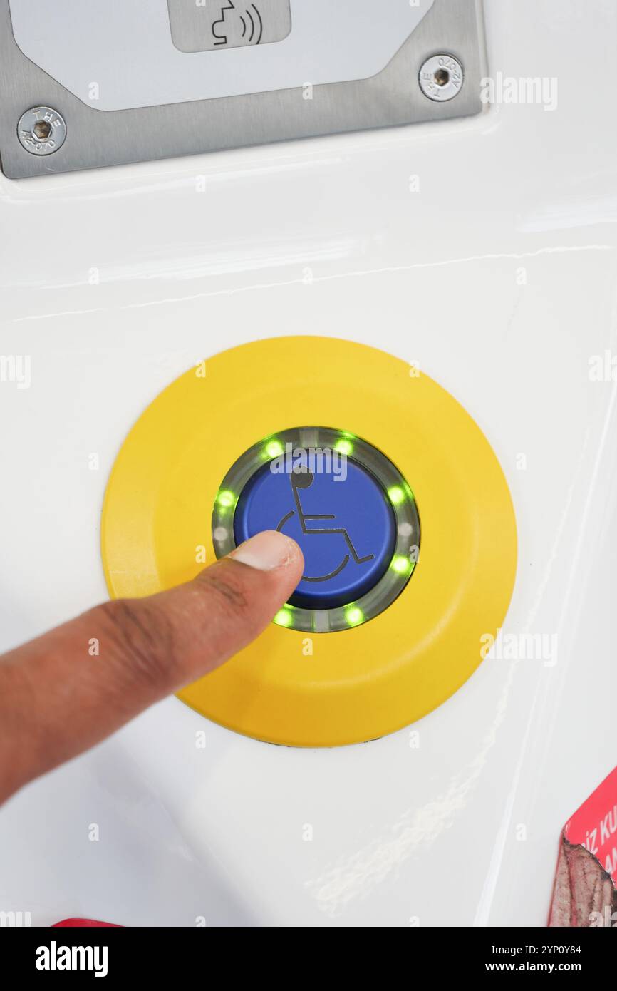 Push To Open Disabled Button In a Metro Train Stock Photo - Alamy