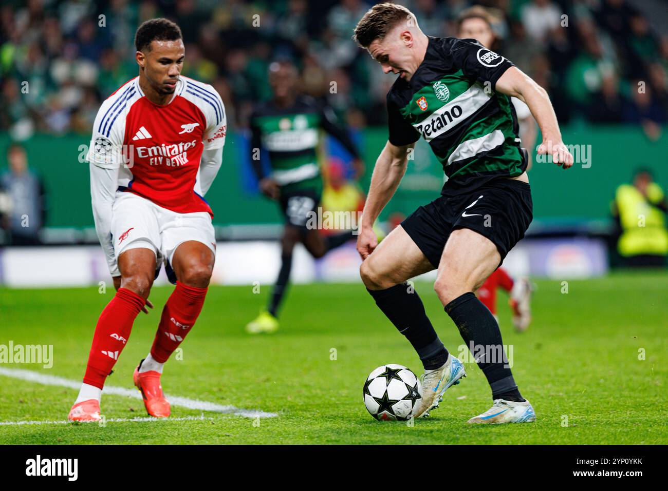 Gabriel Magalhaes, Viktor Gyokeres seen during UEFA Champions League ...