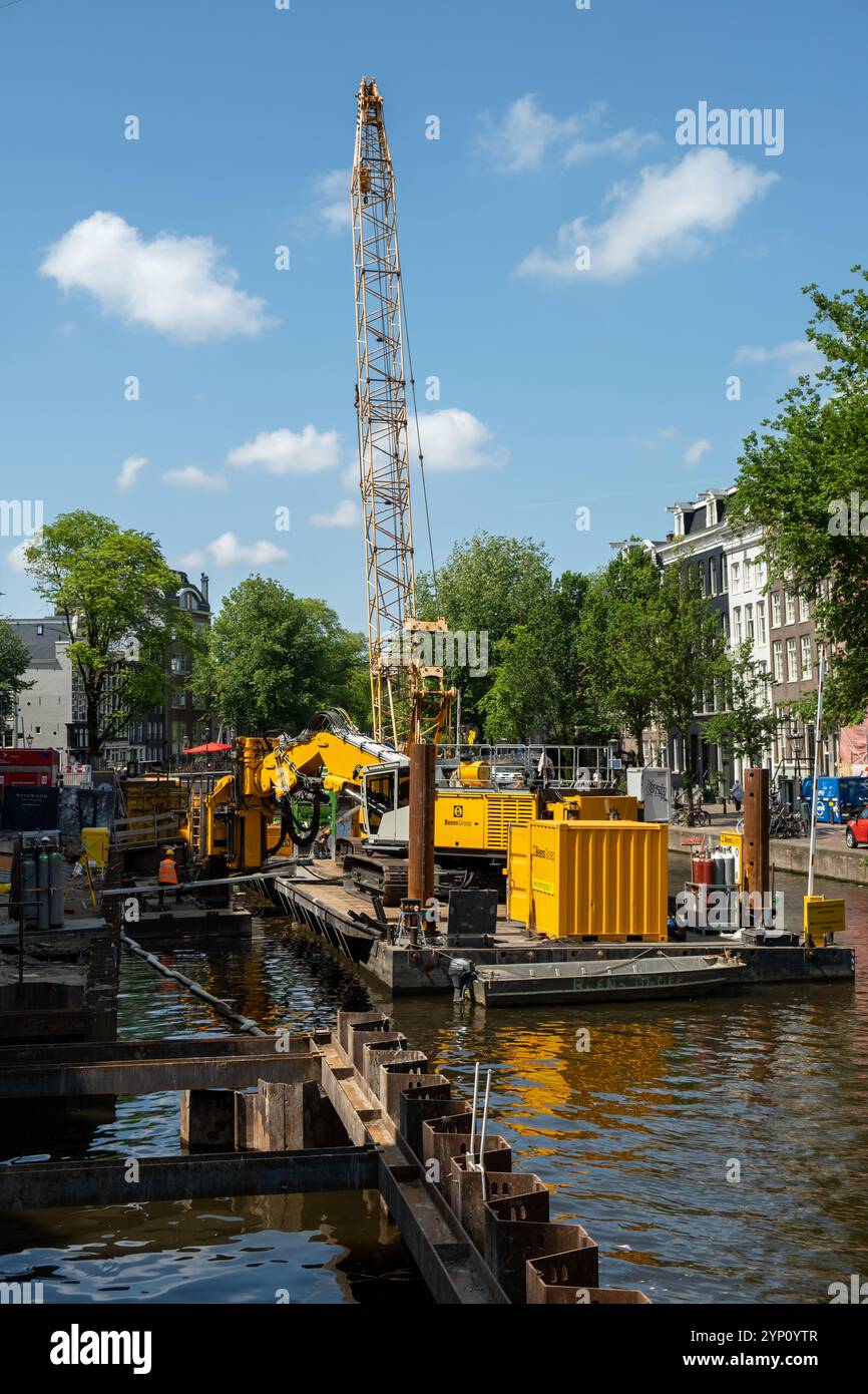 09.08.2024, Netherlands, North Holland, Amsterdam - Complex, floating ...