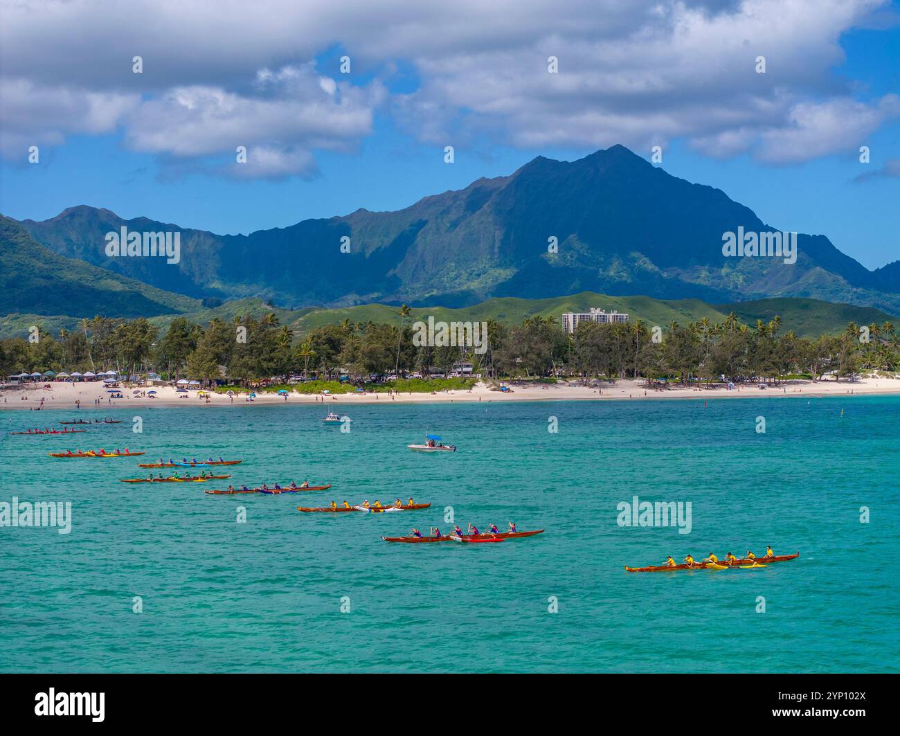 Ourrigger Canoe Race, Kailua Bay, Kailua, Oahu, Hawaii Stock Photo - Alamy