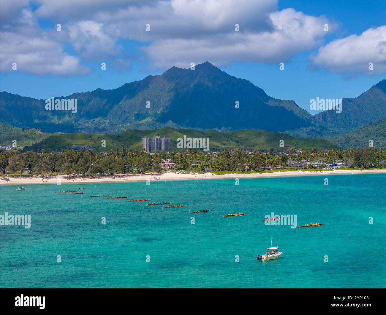 Ourrigger Canoe Race, Kailua Bay, Kailua, Oahu, Hawaii Stock Photo - Alamy