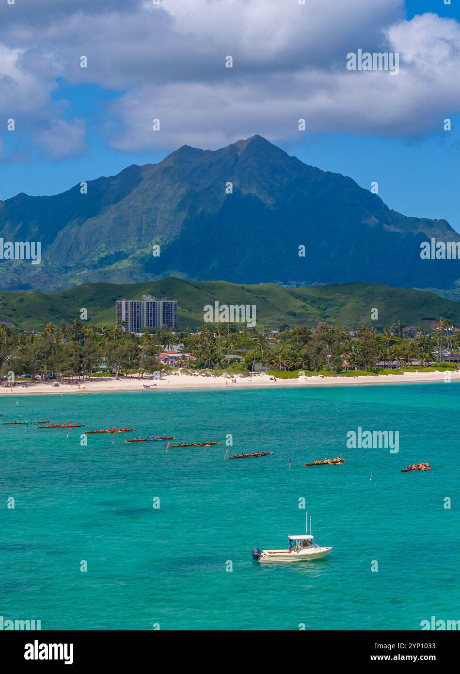Ourrigger Canoe Race, Kailua Bay, Kailua, Oahu, Hawaii Stock Photo - Alamy