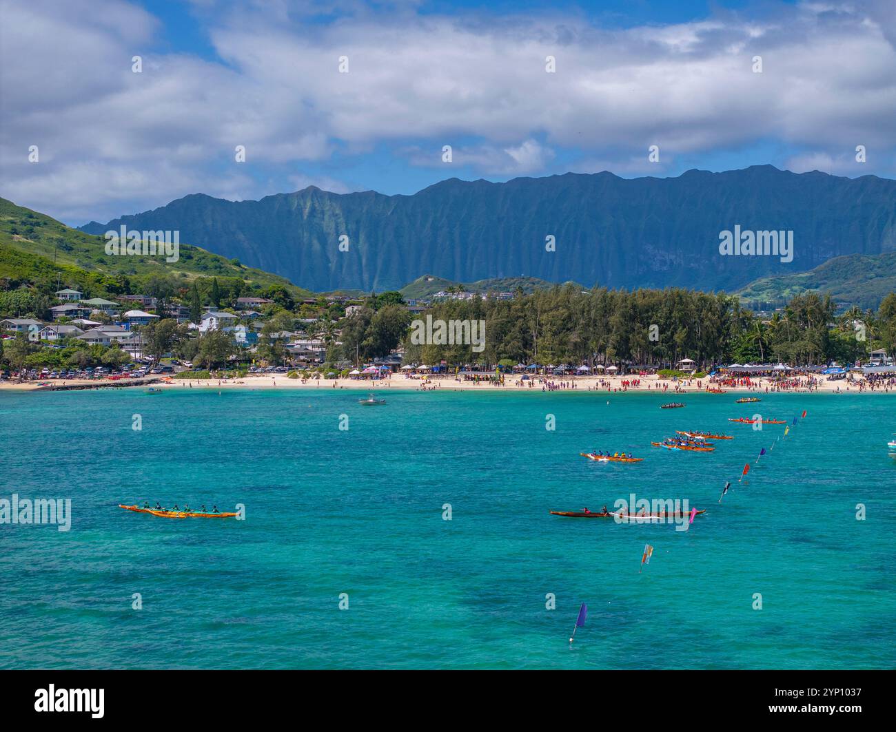 Ourrigger Canoe Race, Kailua Bay, Kailua, Oahu, Hawaii Stock Photo - Alamy