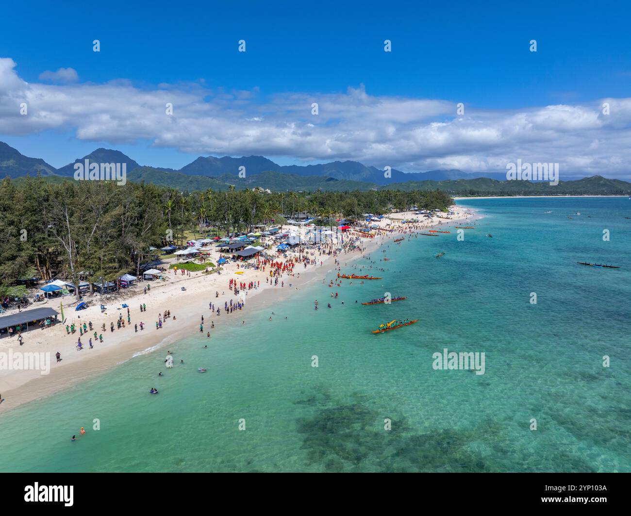 Ourrigger Canoe Race, Kailua Bay, Kailua, Oahu, Hawaii Stock Photo - Alamy