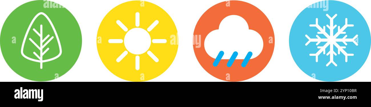 Four seasons spring summer autumn winter nature icon set vector logo ...