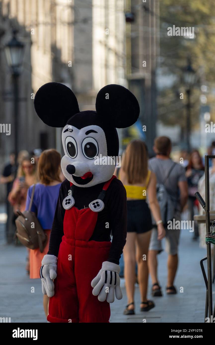 03.09.2024, Ukraine, Lviv oblast, Lviv - Tourist advertising man ...