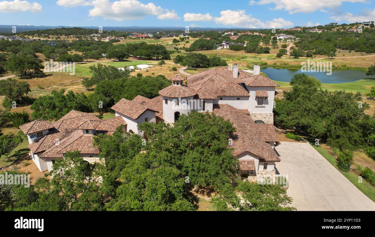 Stunning hillside mansion with panoramic views in the countryside Stock ...