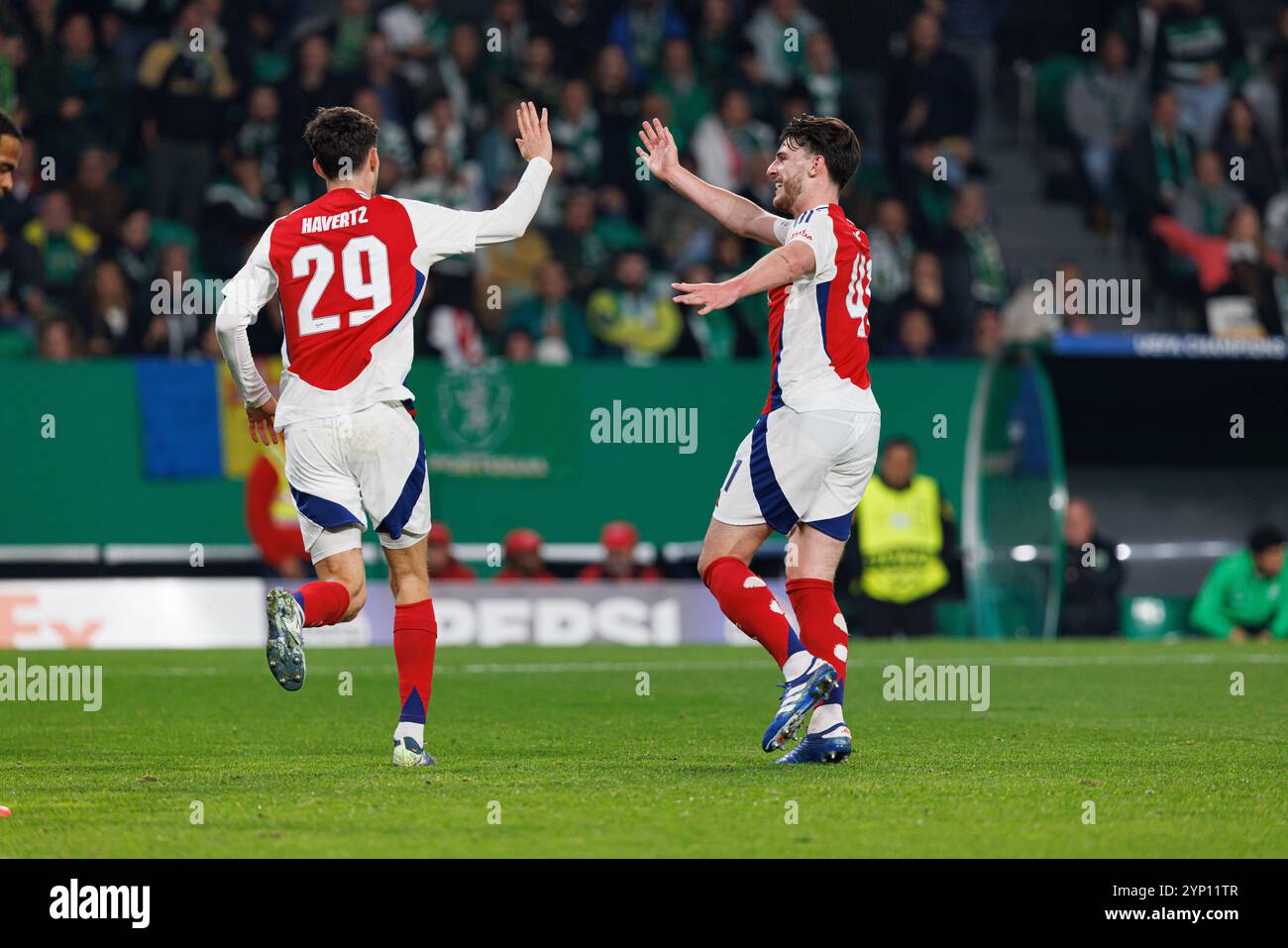 Kai Havertz, Declan Rice seen celebrating after scoring goal during ...