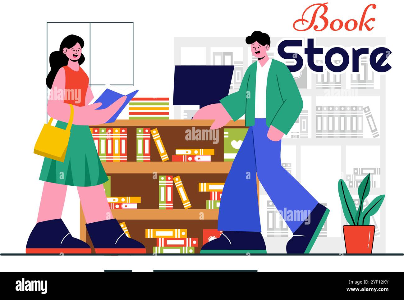 Bookstore Vector Illustration featuring a School Library Room for ...