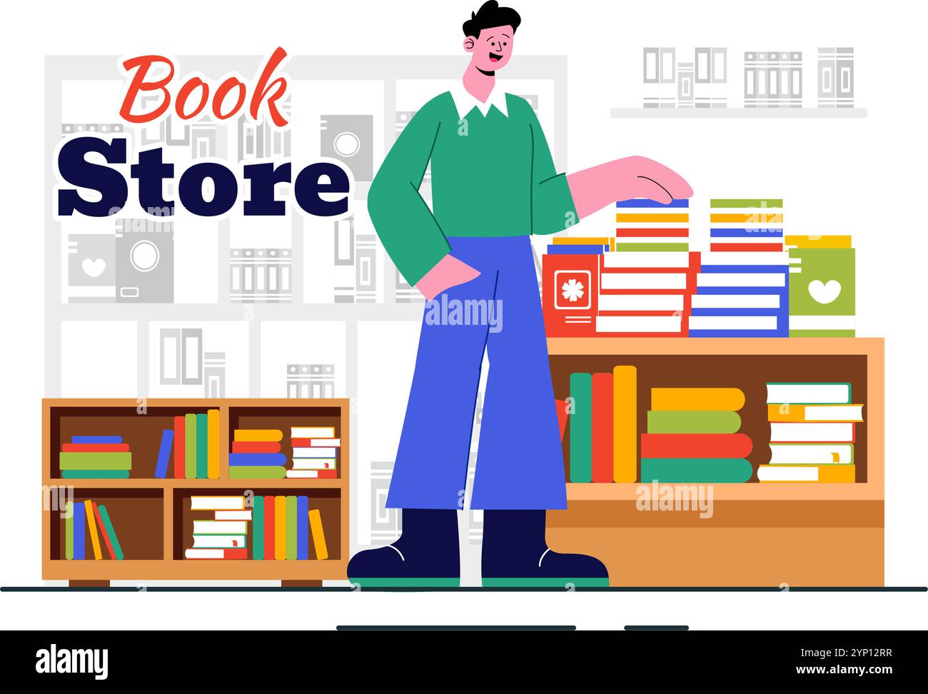 Bookstore Vector Illustration featuring a School Library Room for ...