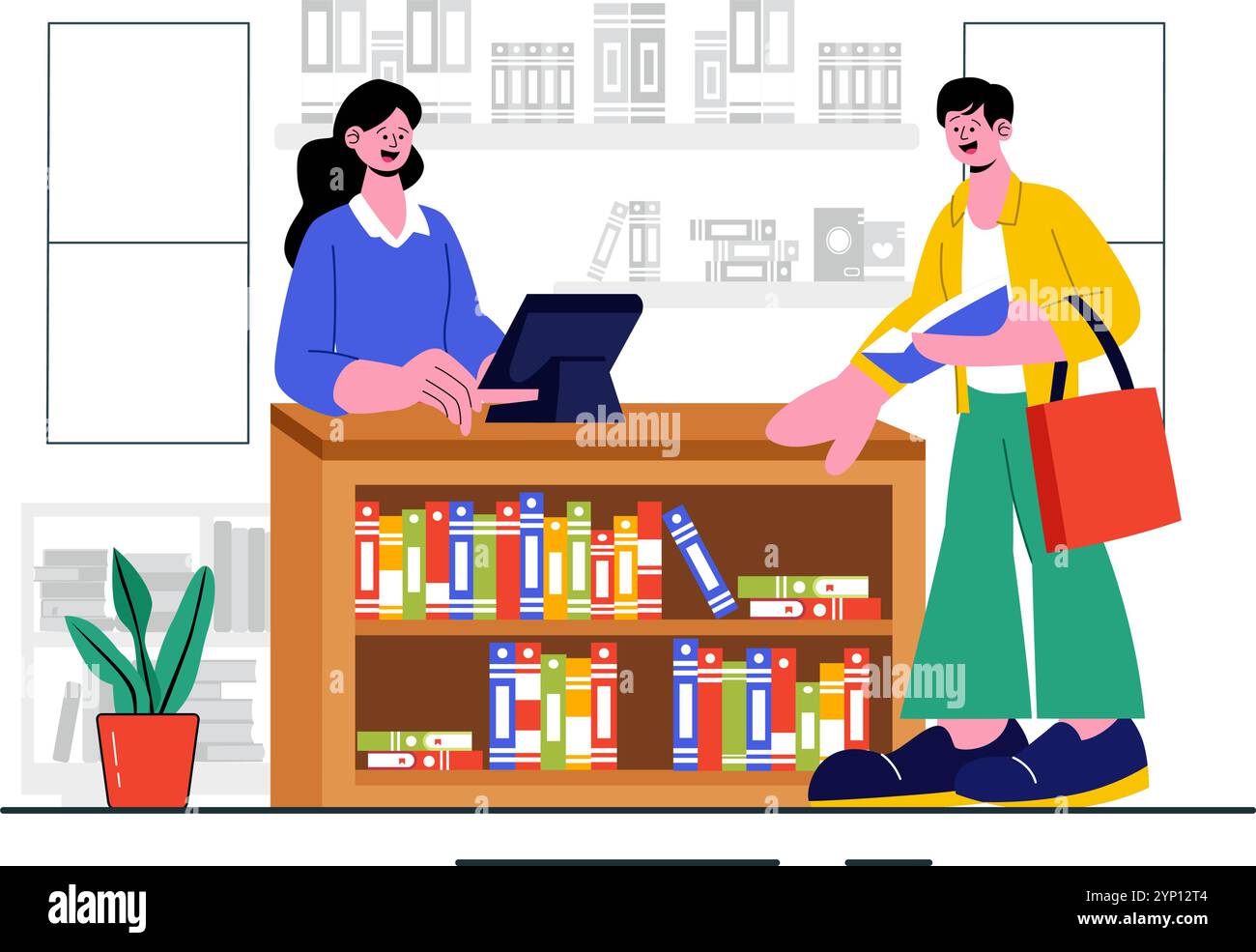 Bookstore Vector Illustration featuring a School Library Room for ...