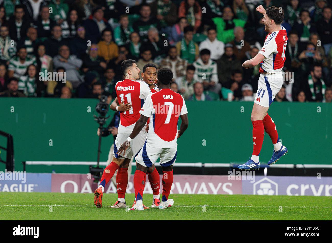 Gabriel Martinelli seen celebrating after scoring goal during UEFA ...