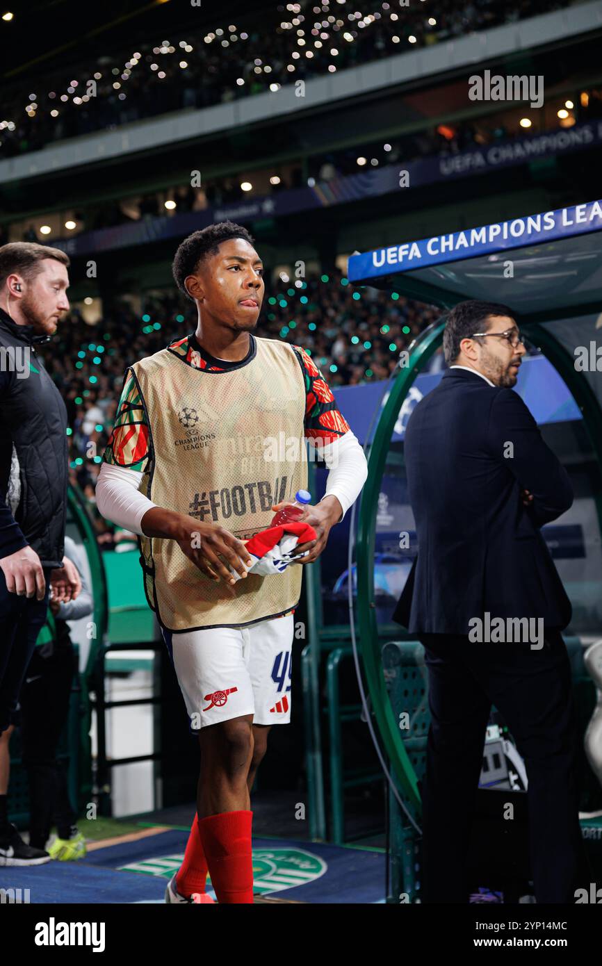 Myles Lewis-Skelly seen during UEFA Champions League game between teams ...