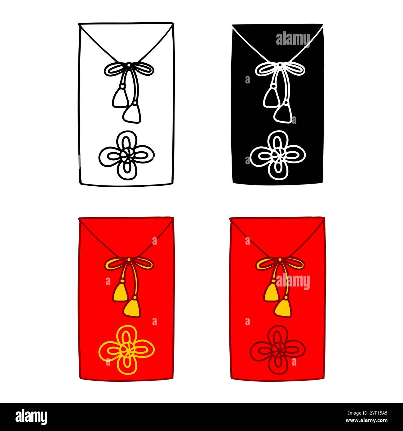 Traditional Red Ang Pao. Lunar New Year celebration icon set Stock ...