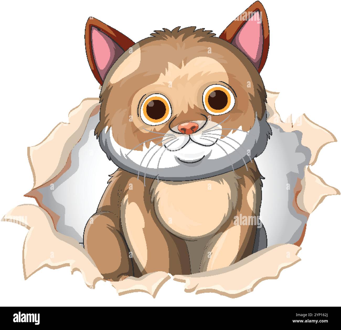Adorable cat peeking through a torn paper hole Stock Vector Image & Art ...