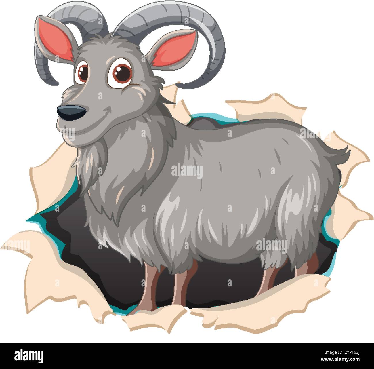 A cheerful goat peeking through torn paper Stock Vector Image & Art - Alamy