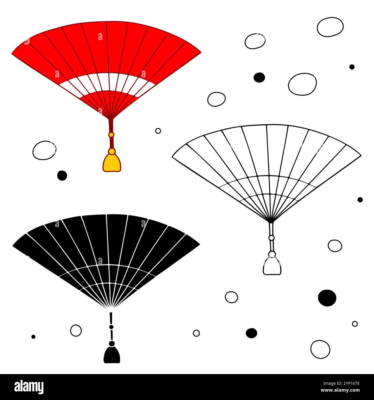 Folding hand fan icon set. Simple flat style illustration Stock Vector ...