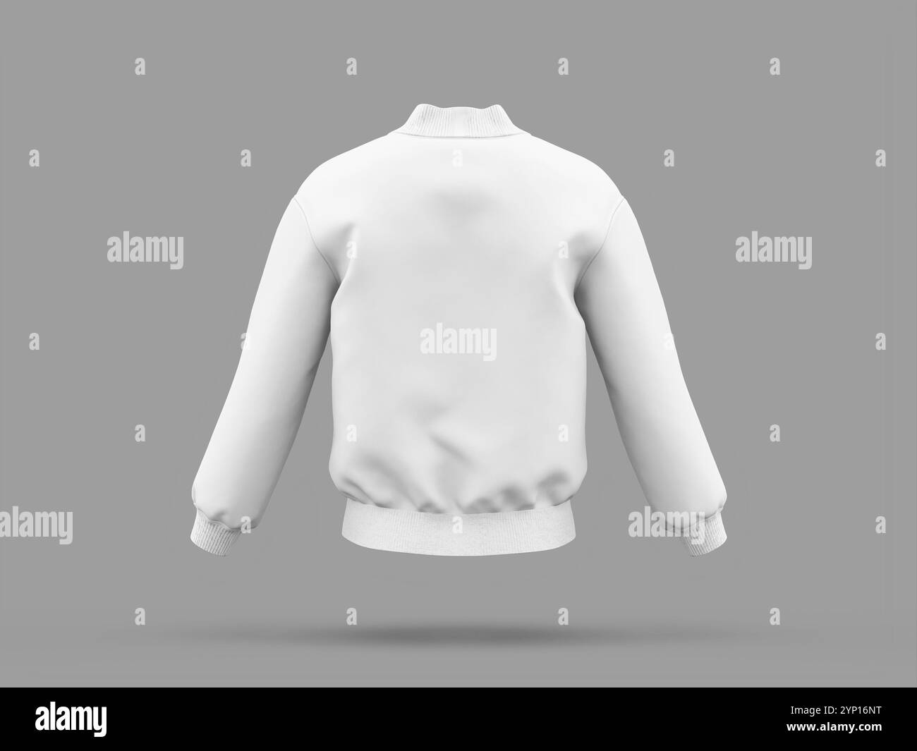 White Blank Bomber Jacket 3D Rendered Mockup in back View Baseball ...