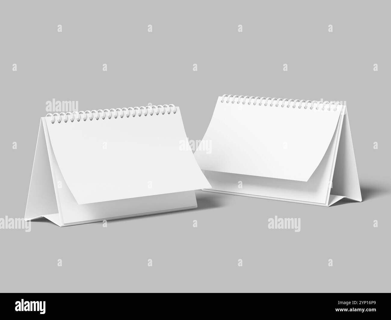 White Blank Two Desk Calendars 3D Mockup Stock Photo - Alamy