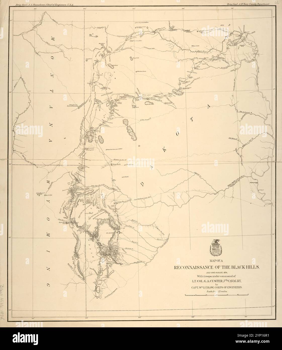 Map of a reconnaissance of the Black Hills, July and August, 1874 ...