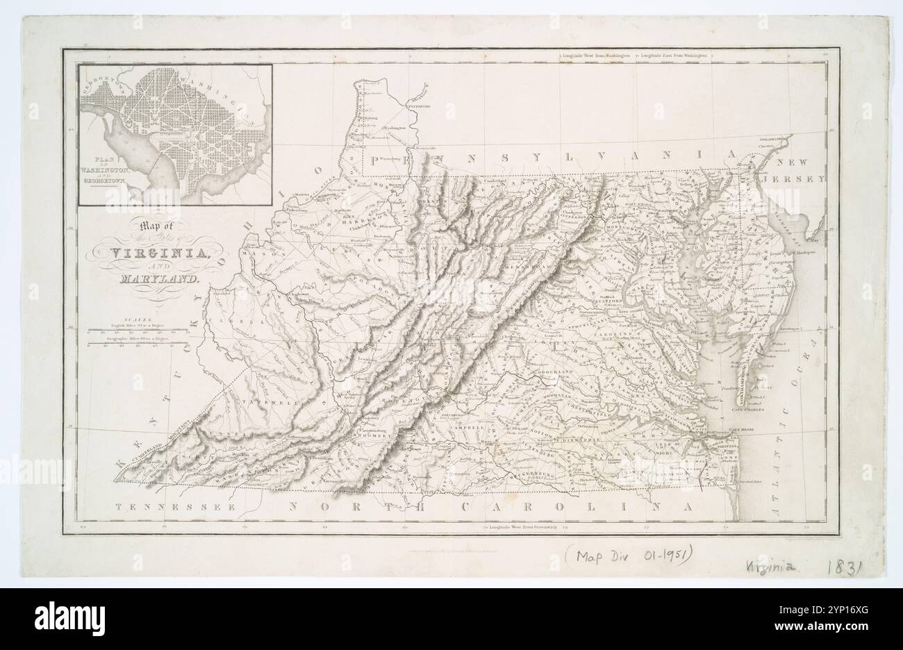 Map of the states of Virginia and Maryland 1831 by Fenner, Sears & Co ...