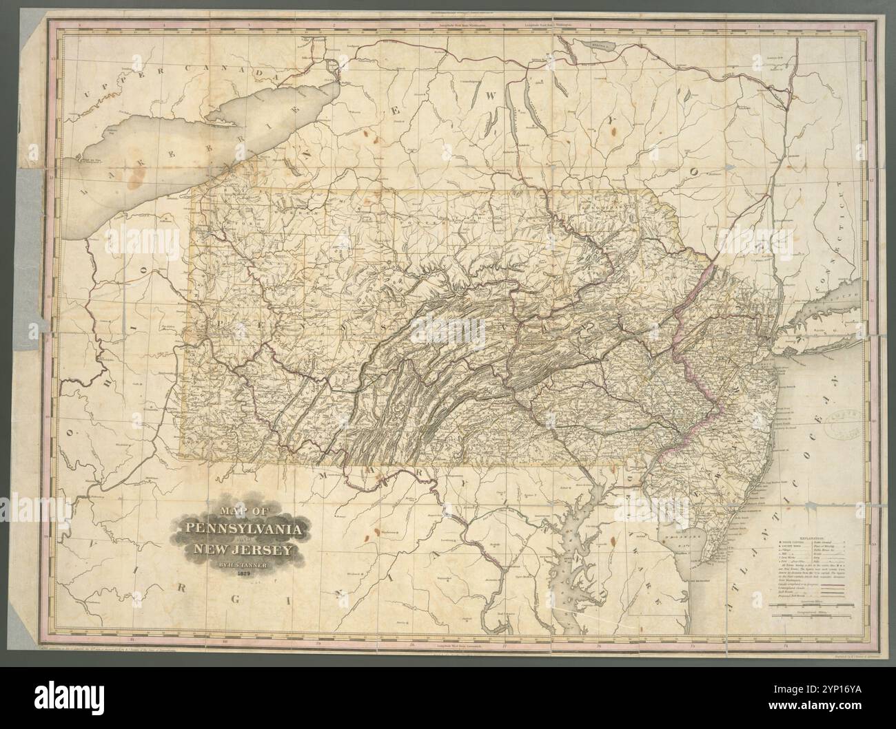 Map of Pennsylvania and New Jersey 1829 by Tanner, Henry Schenck, 1786 ...