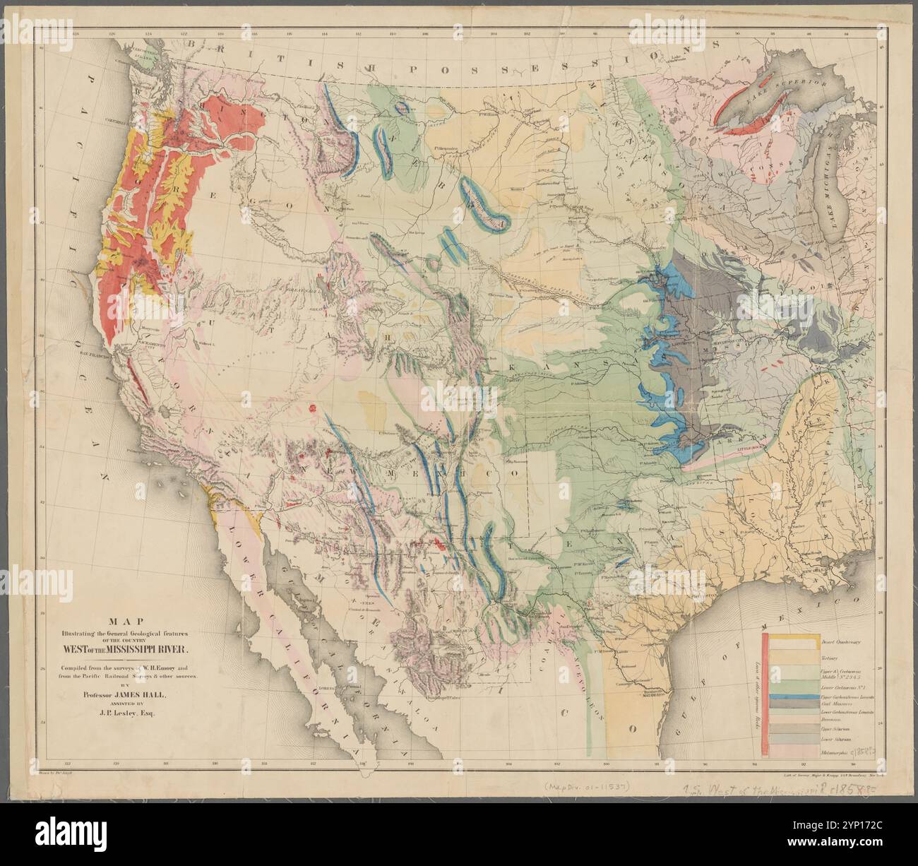 Map illustrating the general geological features of the country west of ...