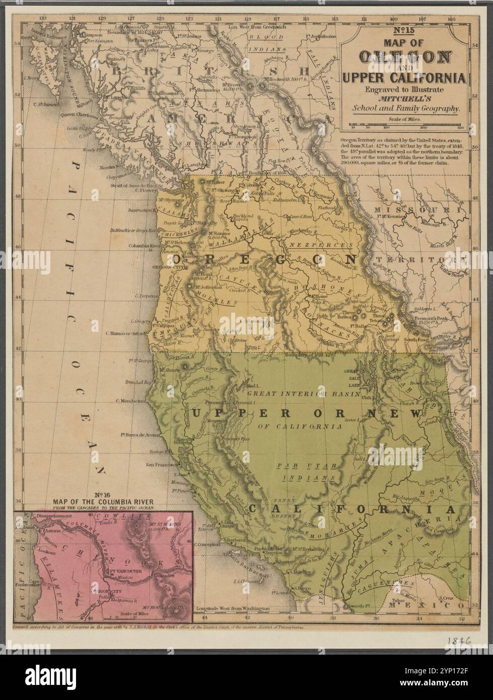 No. 15 map of Oregon and Upper California 1846 by Mitchell, S. Augustus ...