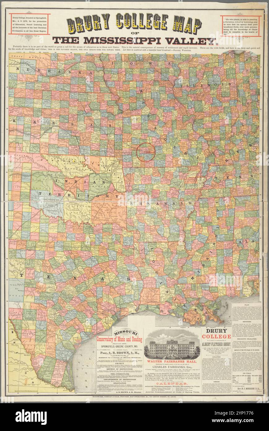 Drury College map of the Mississippi Valley 1878 Stock Photo - Alamy