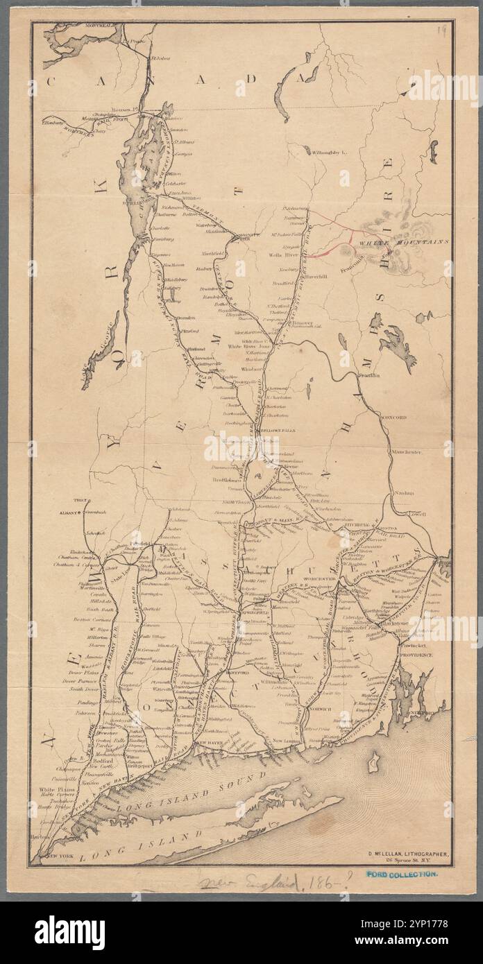 Railroad map of New England 1860 - 1869 Stock Photo - Alamy