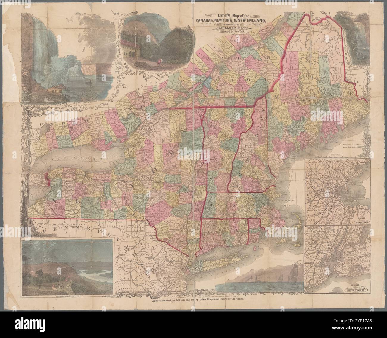 Lloyd's map of the Canadas, New York, & New England 1855 by Smith, J ...