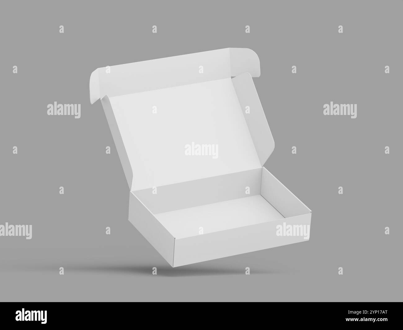 White Blank Floating Open Cardboard Box for Packaging Mockup in Grey ...