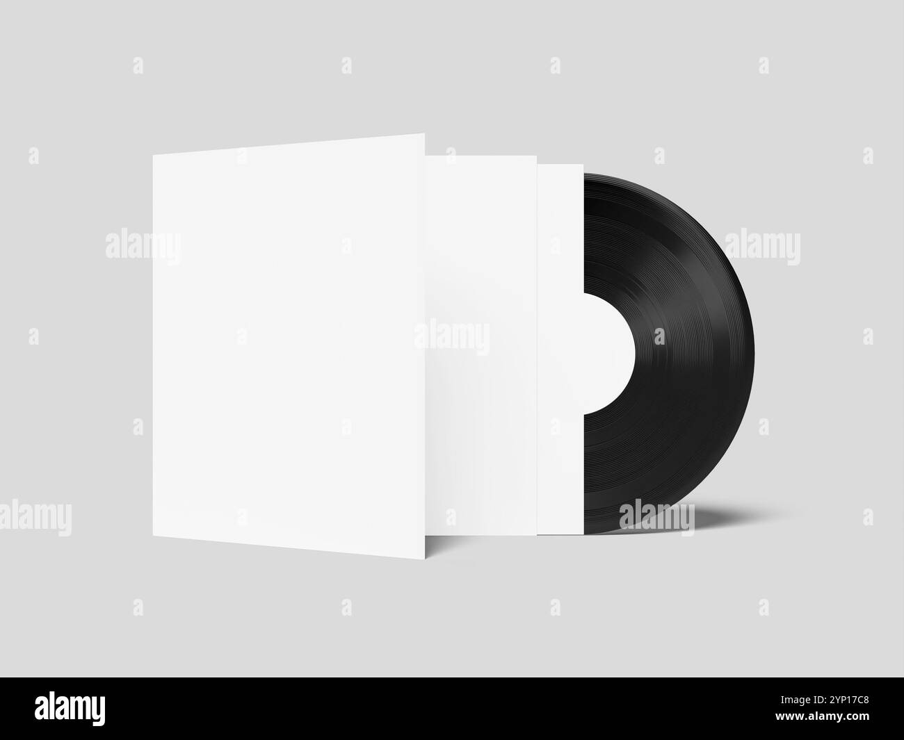 White Empty Vinyl CD with Cover Packaging 3D Mockup in White Background ...
