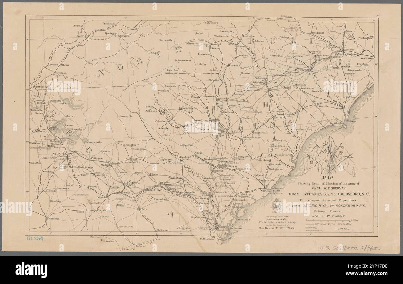 Map showing route of marches of the army of Genl. W.T. Sherman from ...