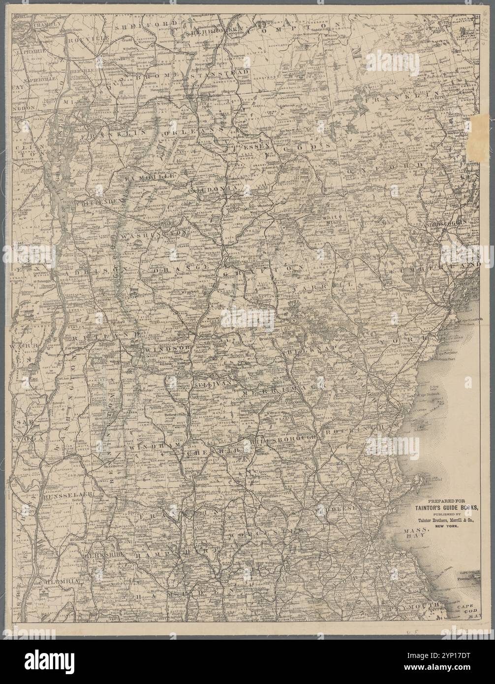 Map of Massachusetts, Vermont, New Hampshire, with parts of Connecticut ...