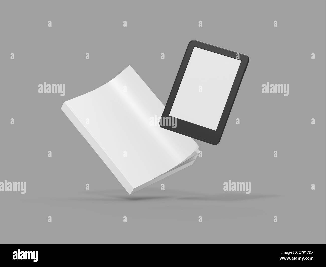 Floating White Blank Book and E Book 3D Render Mockup Stock Photo - Alamy