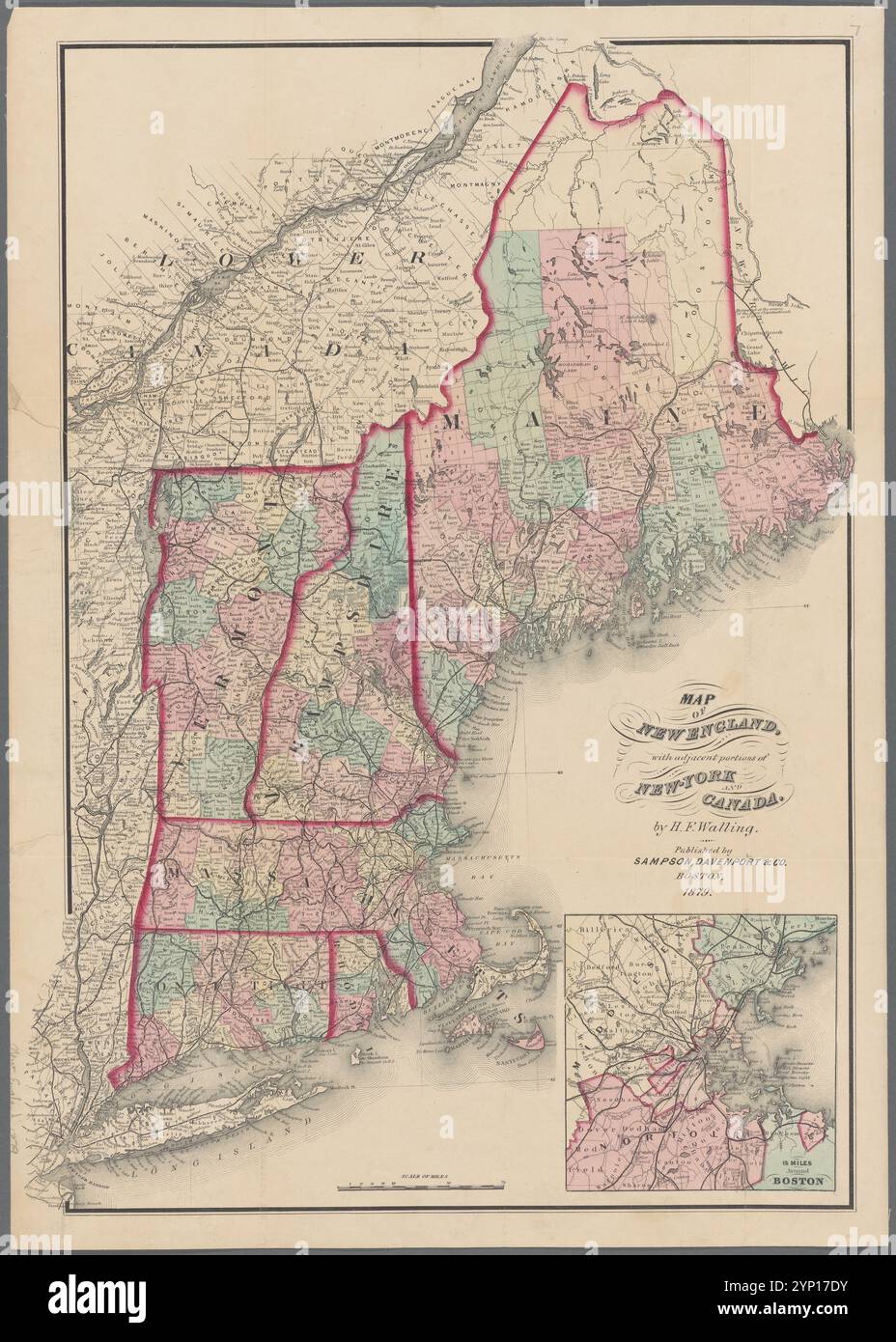 Map of New England, with adjacent portions of New-York and Canada 1879 ...