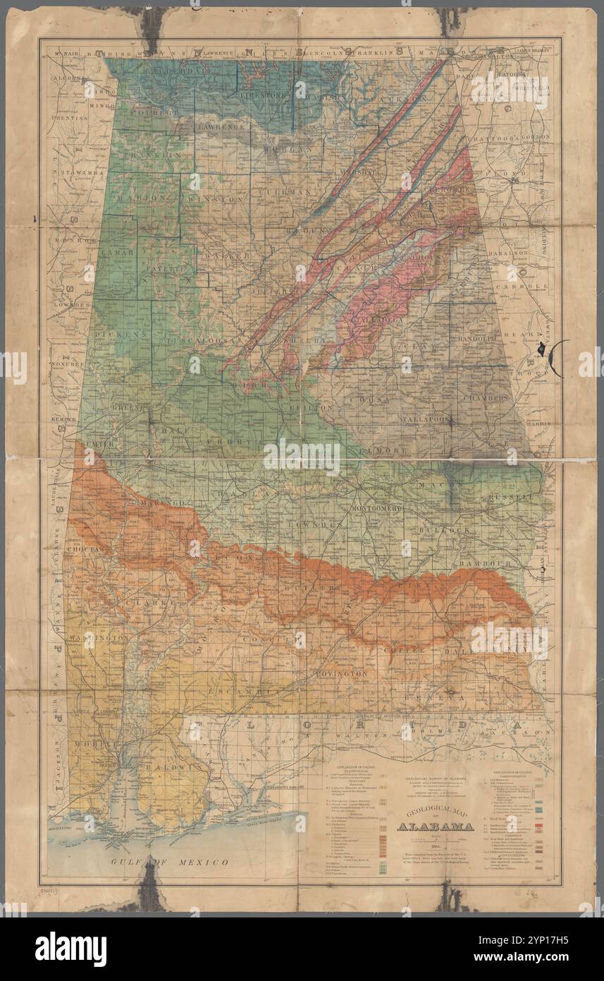 Geological map of Alabama 1894 by Smith, Eugene Allen, 1841-1927 Stock ...