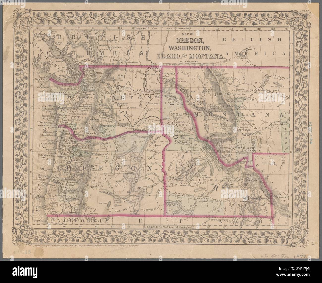 Map of Oregon, Washington, Idaho, and part of Montana 1872 by Mitchell ...