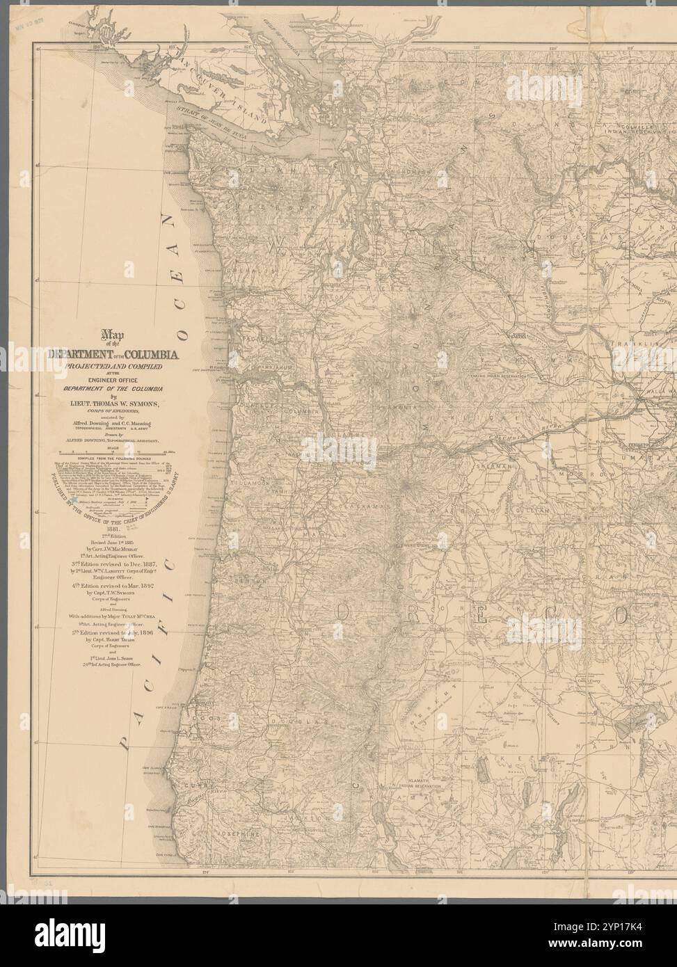Map of the Department of the Columbia 1896 by Manning, C. C Stock Photo ...